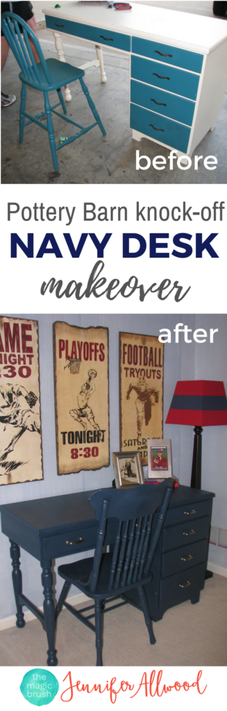 Navy Desk - A Furniture Makeover for a Boy's Room | Magic Brush