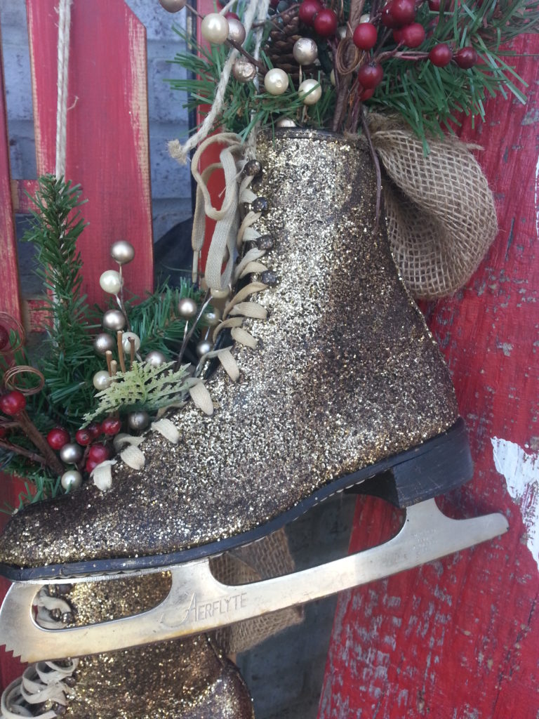 Glittered Ice Skates as Christmas and Winter Decor | The Magic Brush