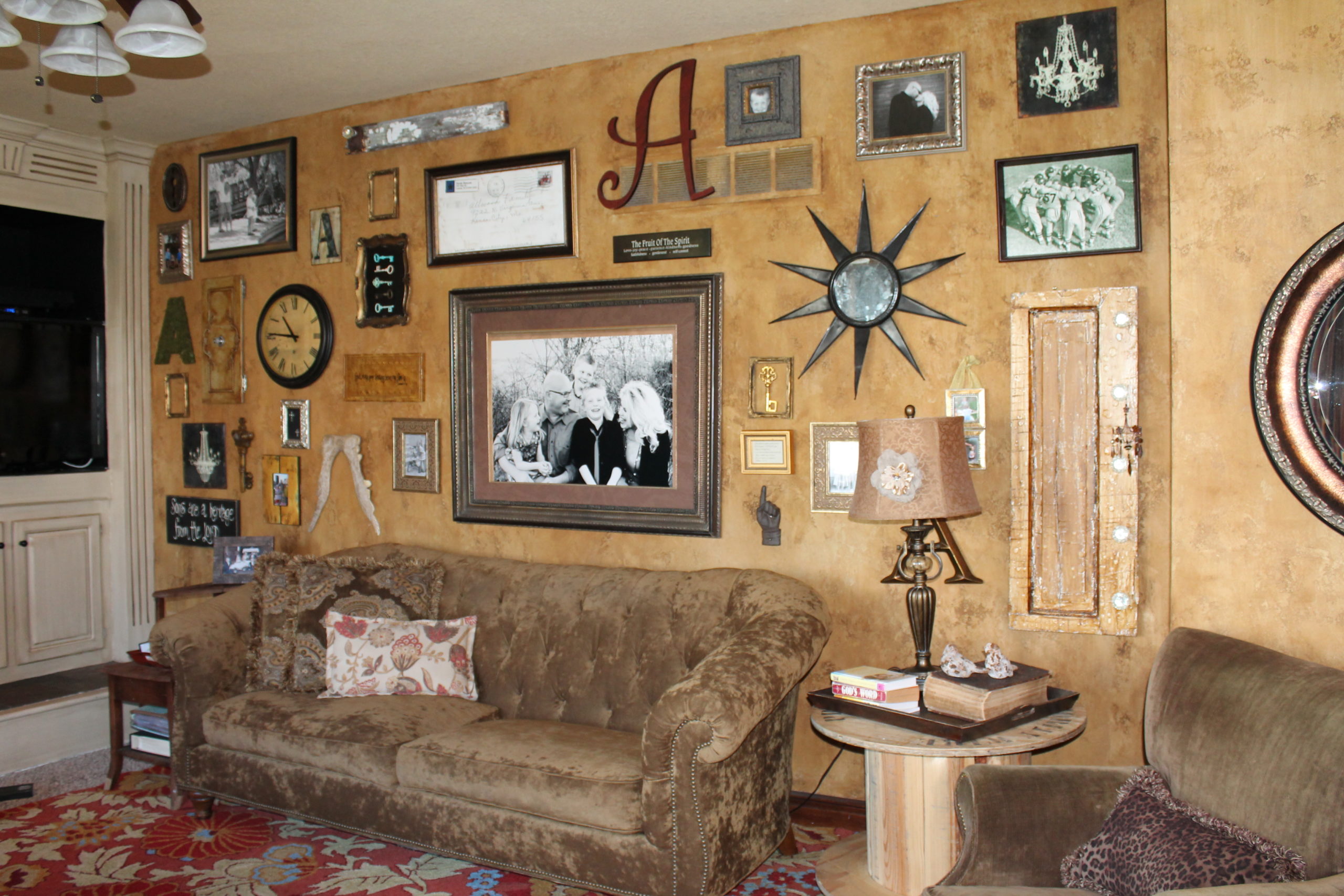 A gallery wall of old windows - design, layout and installation