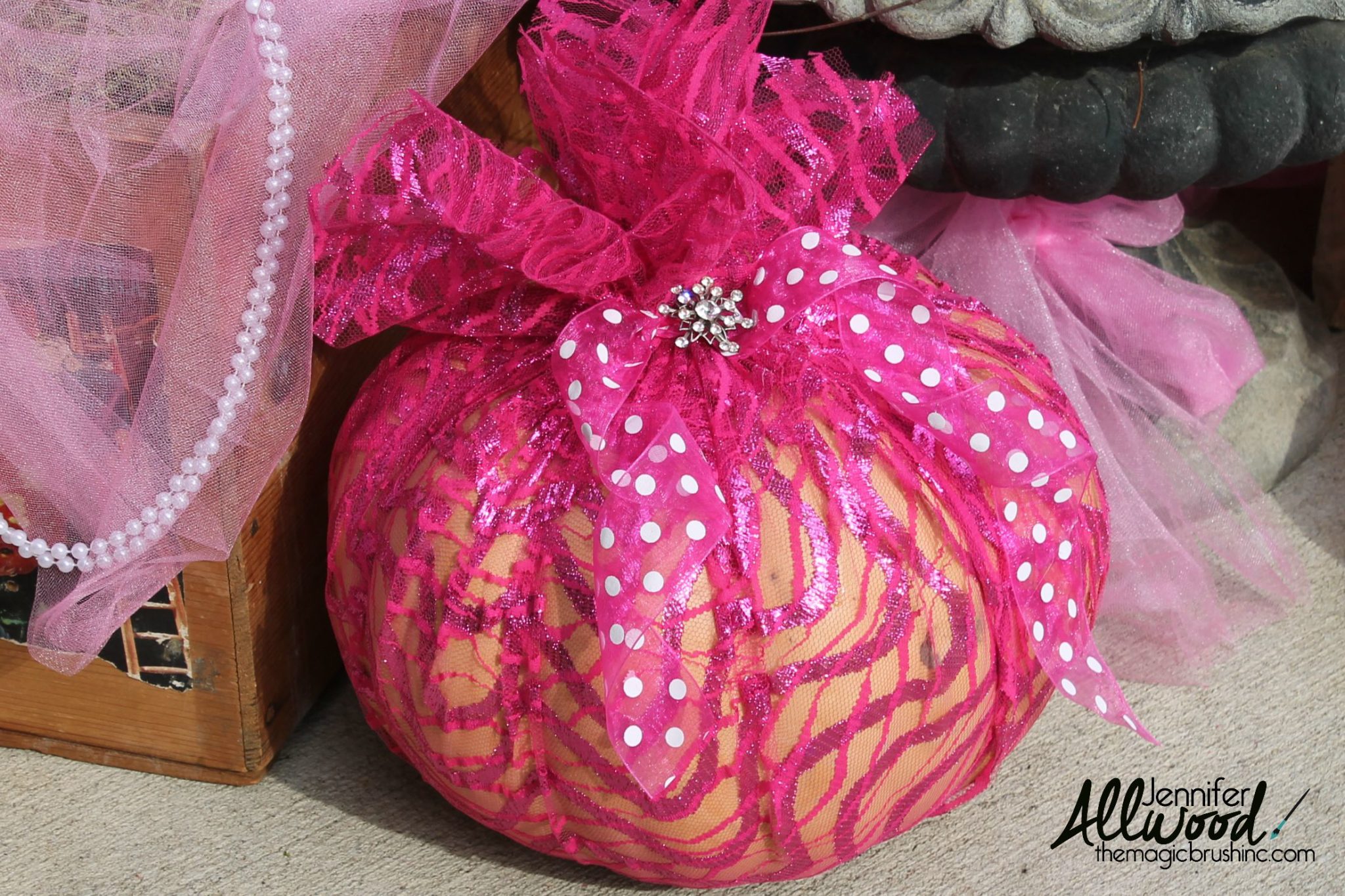 Pink Pumpkin Fall Decor for Breast Cancer Awareness Month