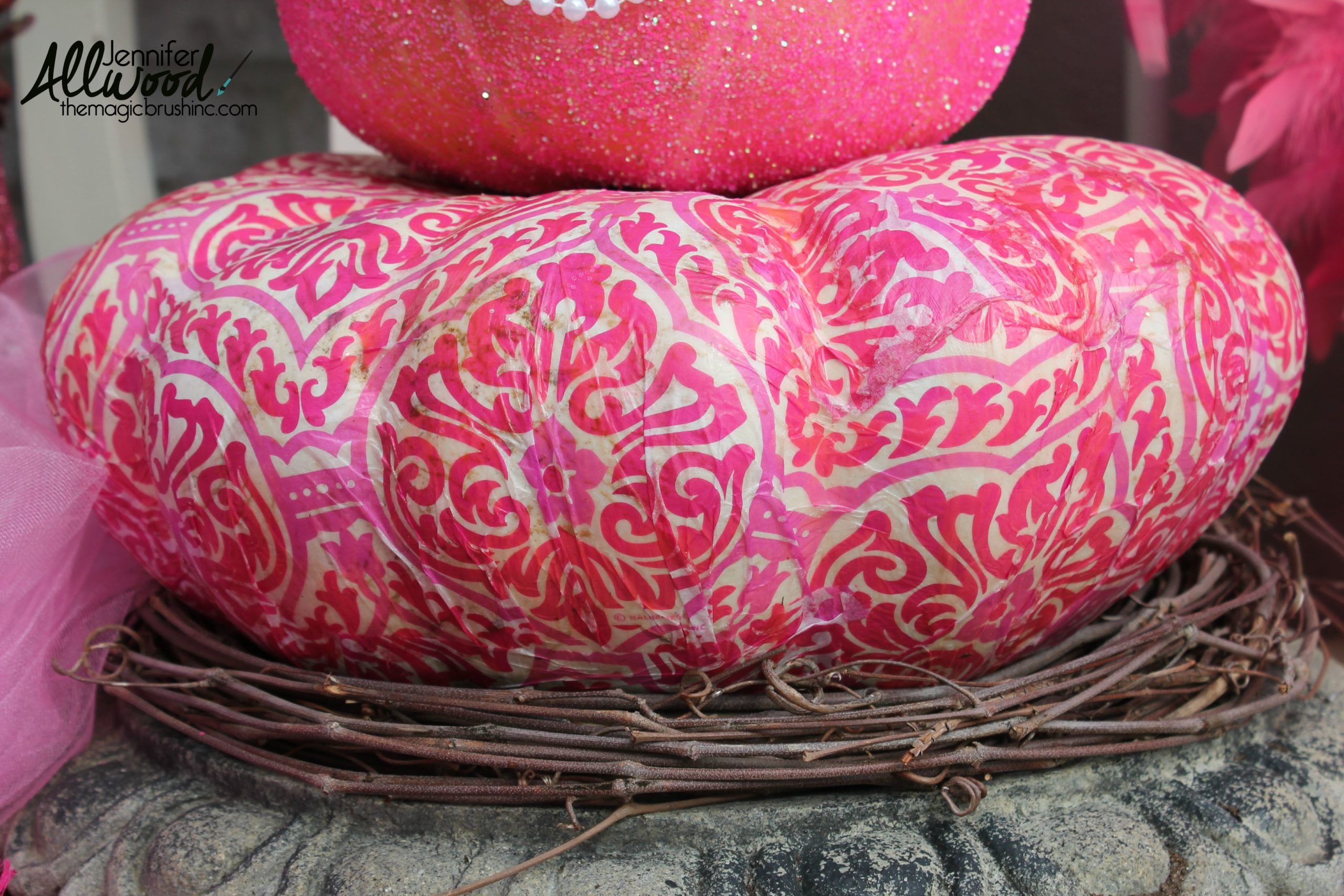 Pink Pumpkin Fall Decor for Breast Cancer Awareness Month