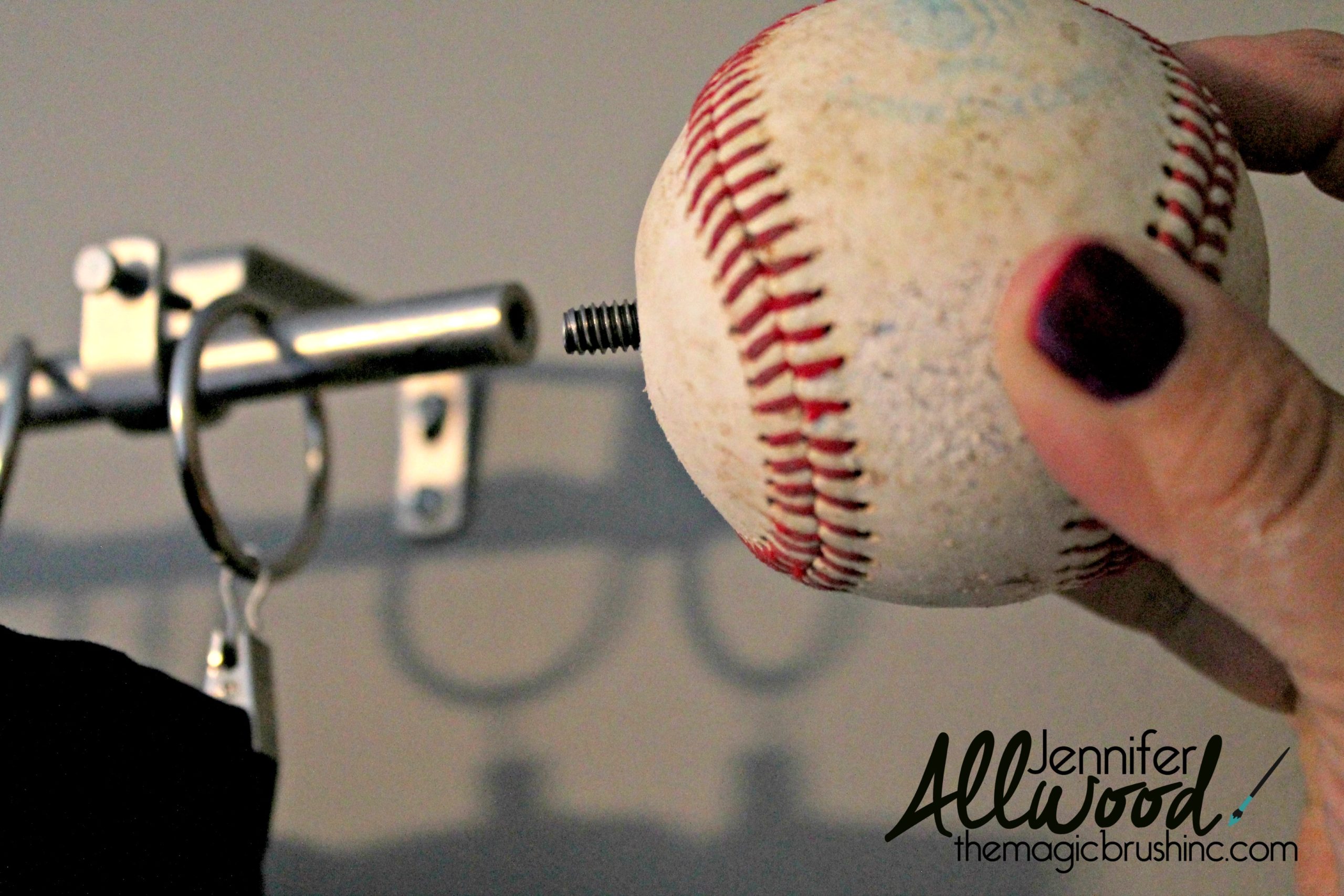 Baseball Curtain Rod Finials - Jennifer Allwood Home