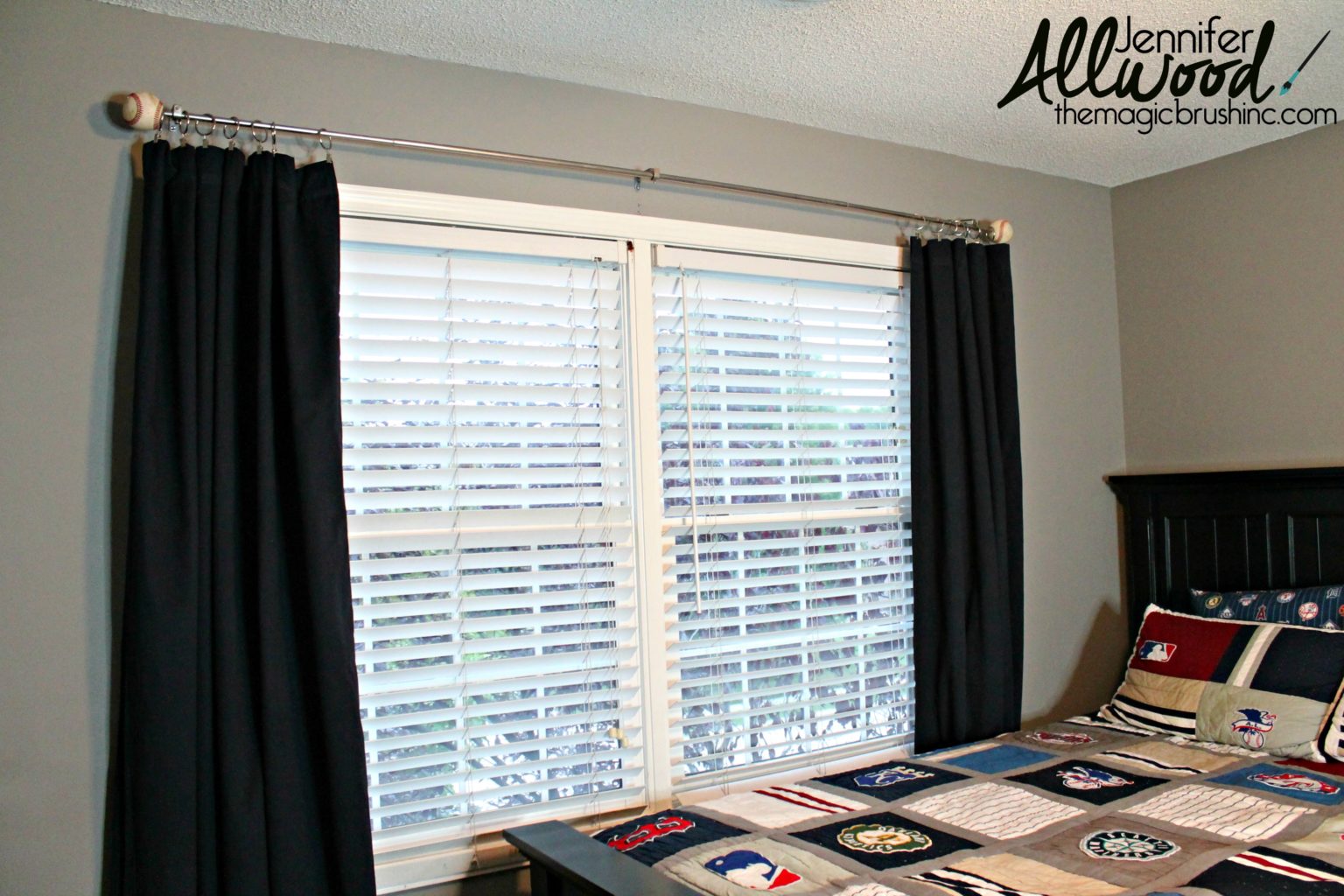 Baseball Curtain Rod Finials - Jennifer Allwood Home