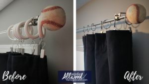 Baseball Curtain Rod Finials - Jennifer Allwood Home