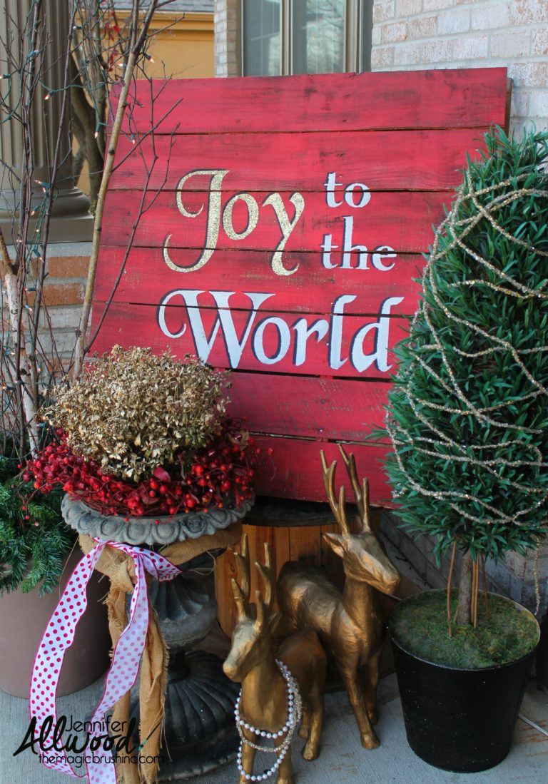 Spray Painted Mums - add Christmas sparkle to the porch | Magic Brush