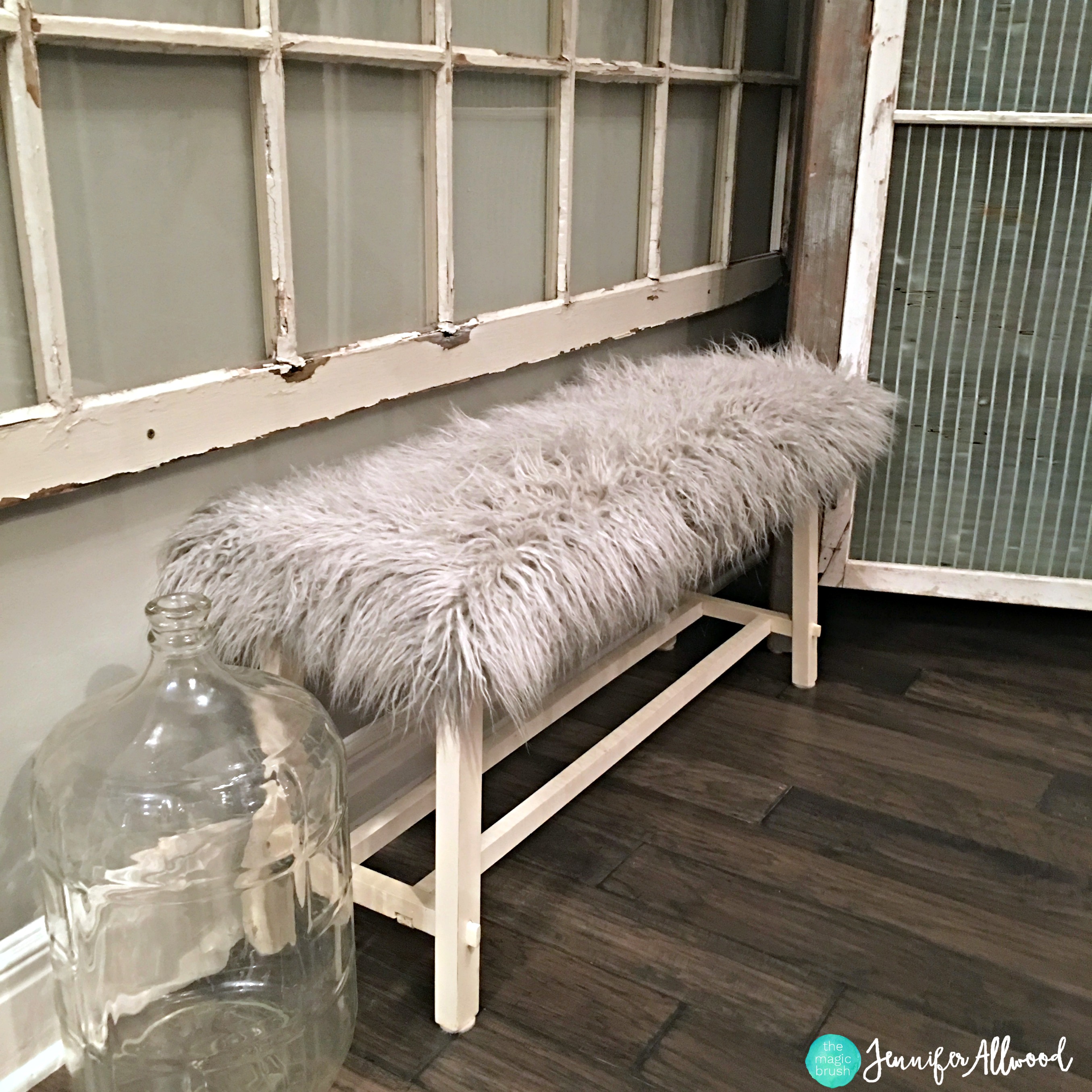 DIY Fur Covered Bench - Recovering a plain bench | Magic Brush