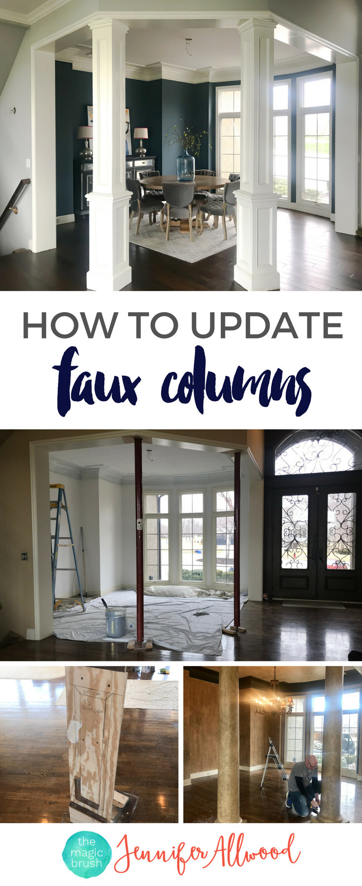 How We Updated our Interior Faux Columns | Dining Room Makeover